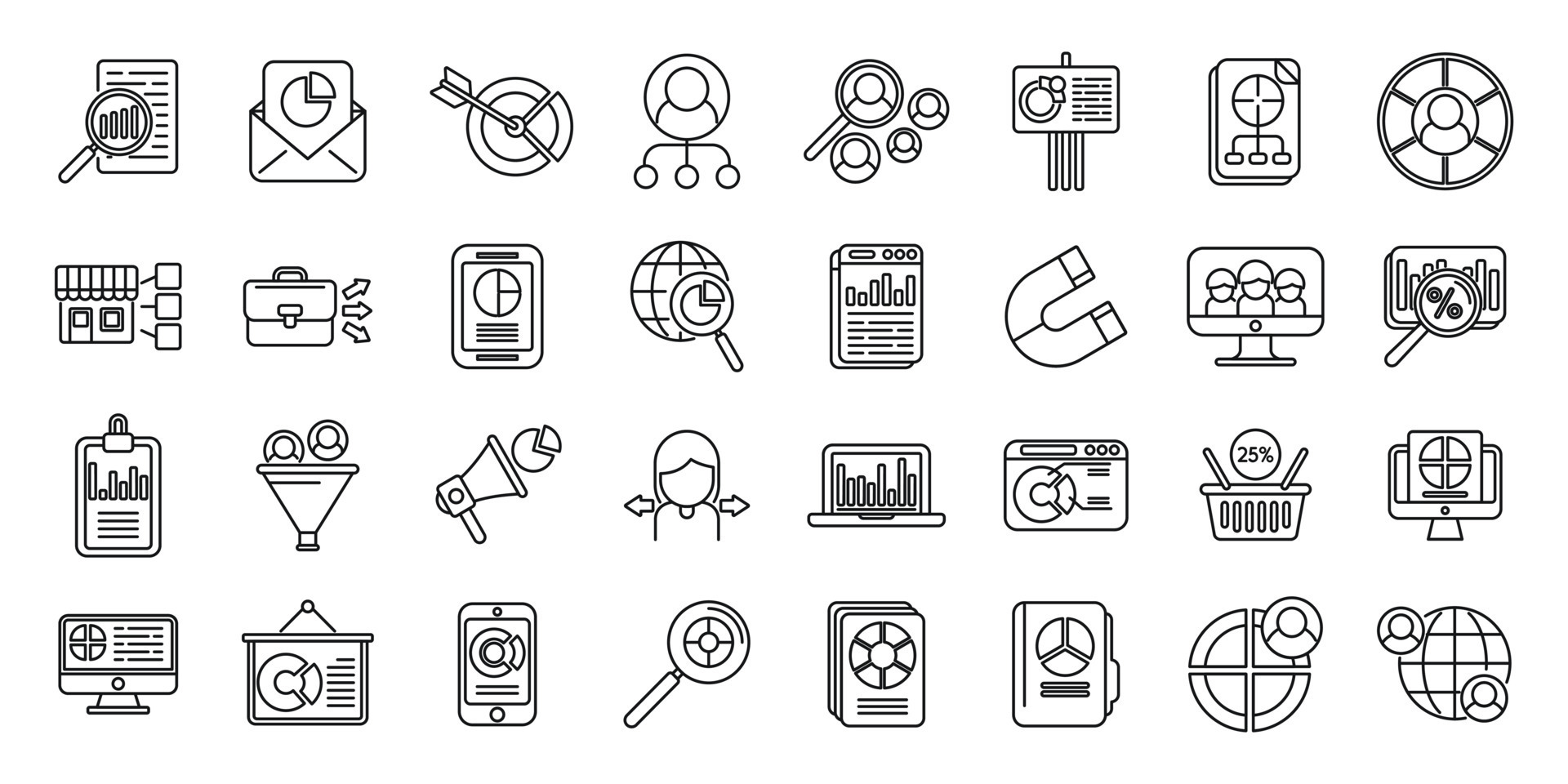 Market Segmentation Icons Set Outline Vector Customer Audience 8631370