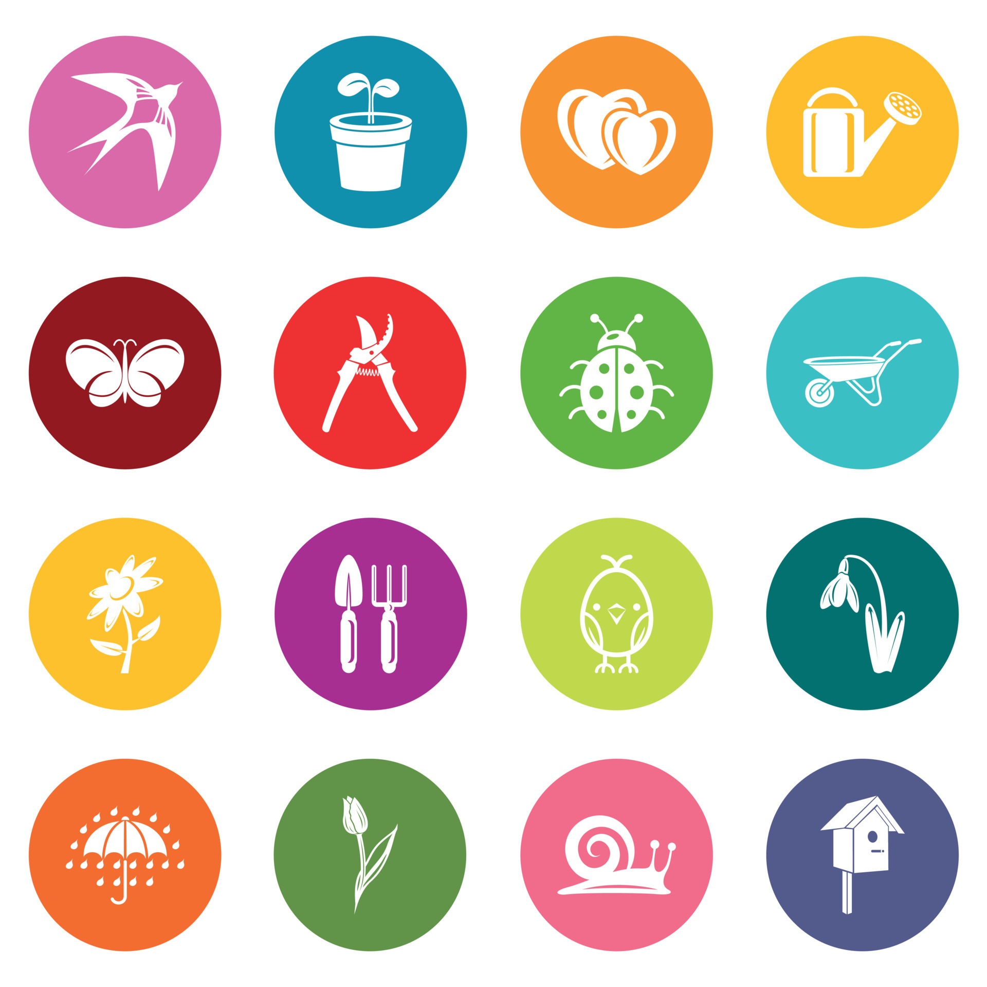Spring icons set colorful circles vector 8631878 Vector Art at Vecteezy