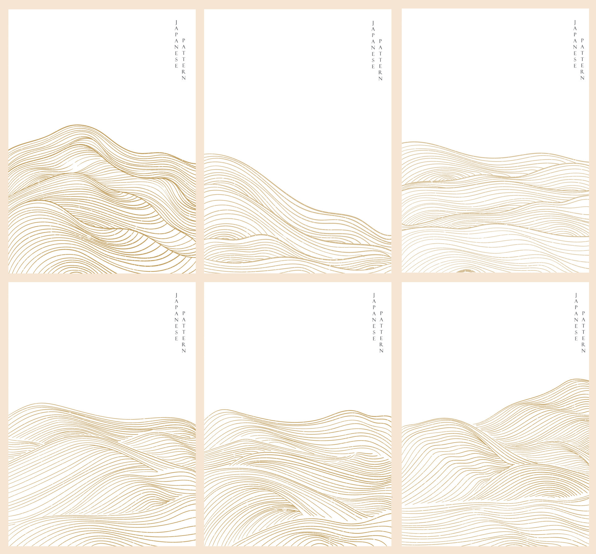 Japanese Wave Pattern With Abstract Background Vector Gold Line Elements Template In Oriental