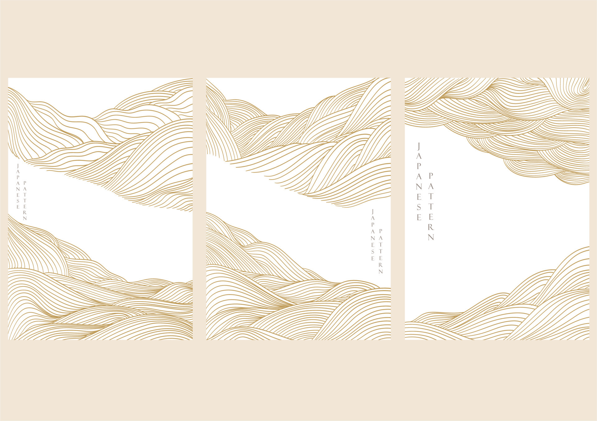 Japanese Wave Pattern With Line Pattern Vector Abstract Art Background