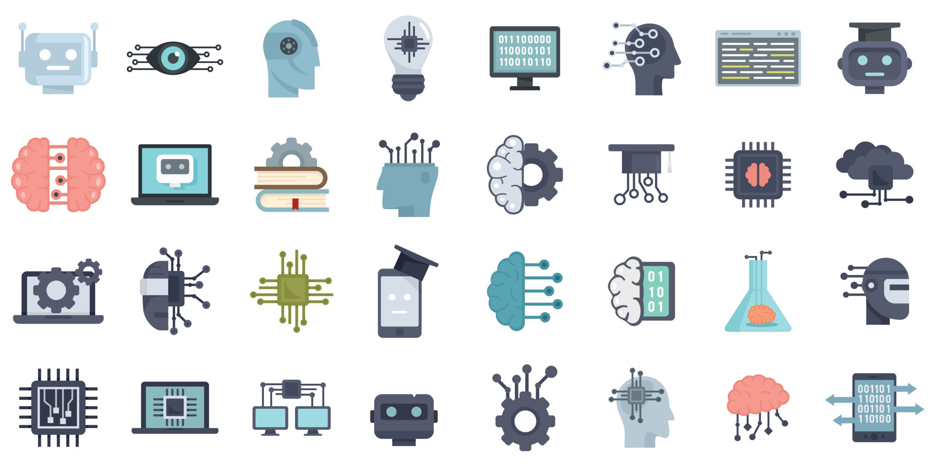 Machine learning icons set flat vector isolated 8633999 Vector Art at ...