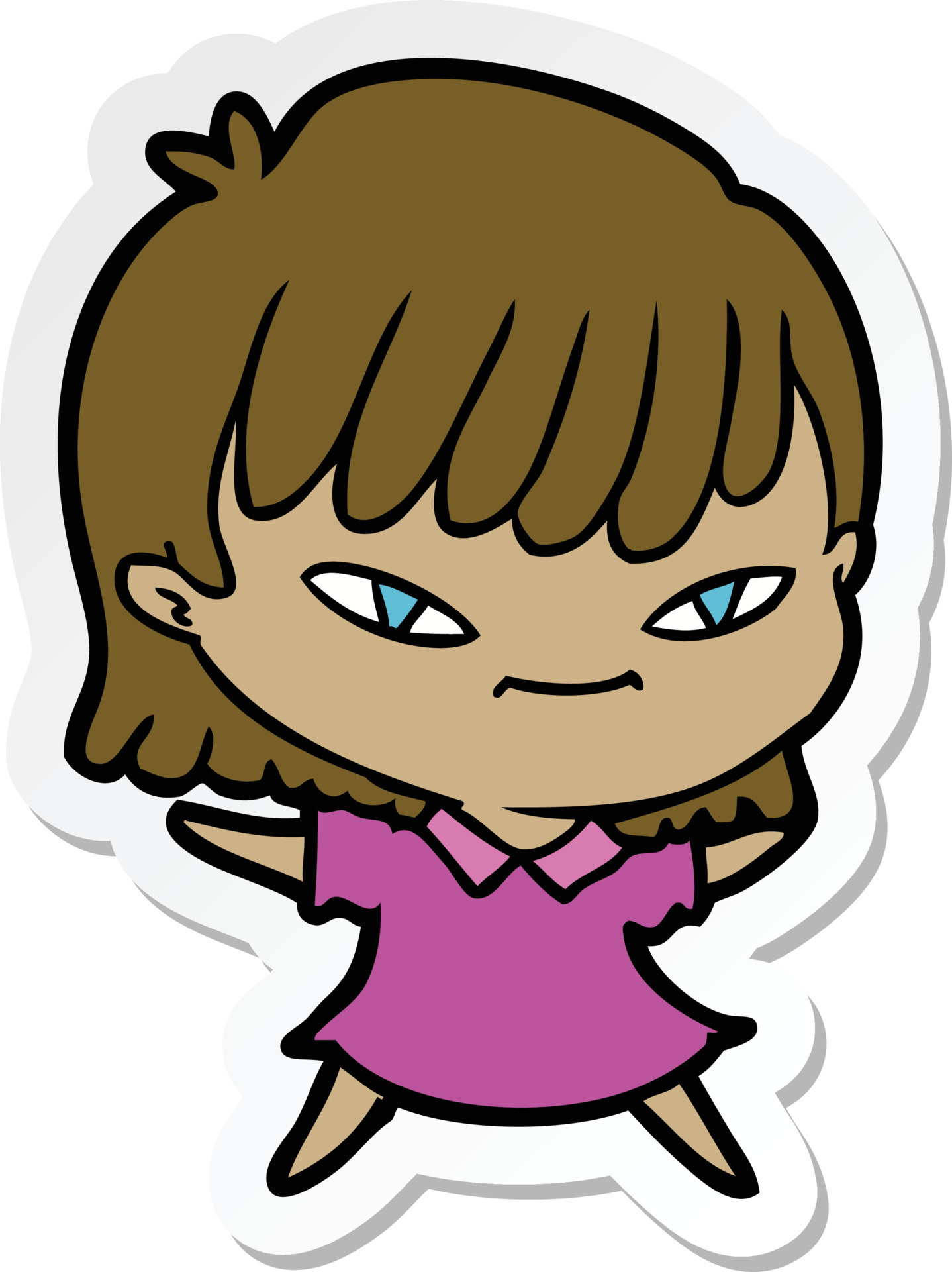 sticker of a cartoon woman 8638142 Vector Art at Vecteezy