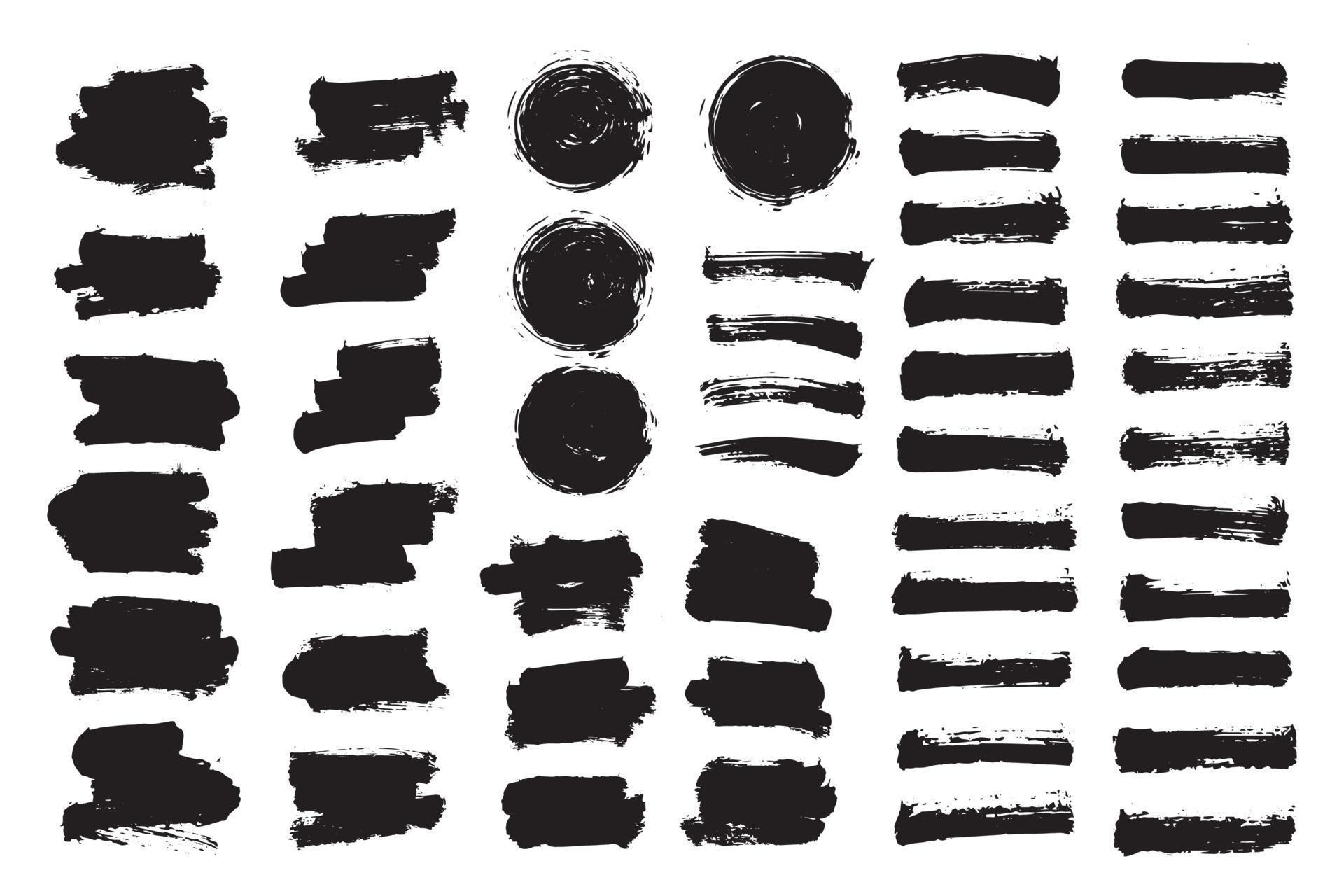 Vector collection black paint brush stroke. Grunge brush texture ...