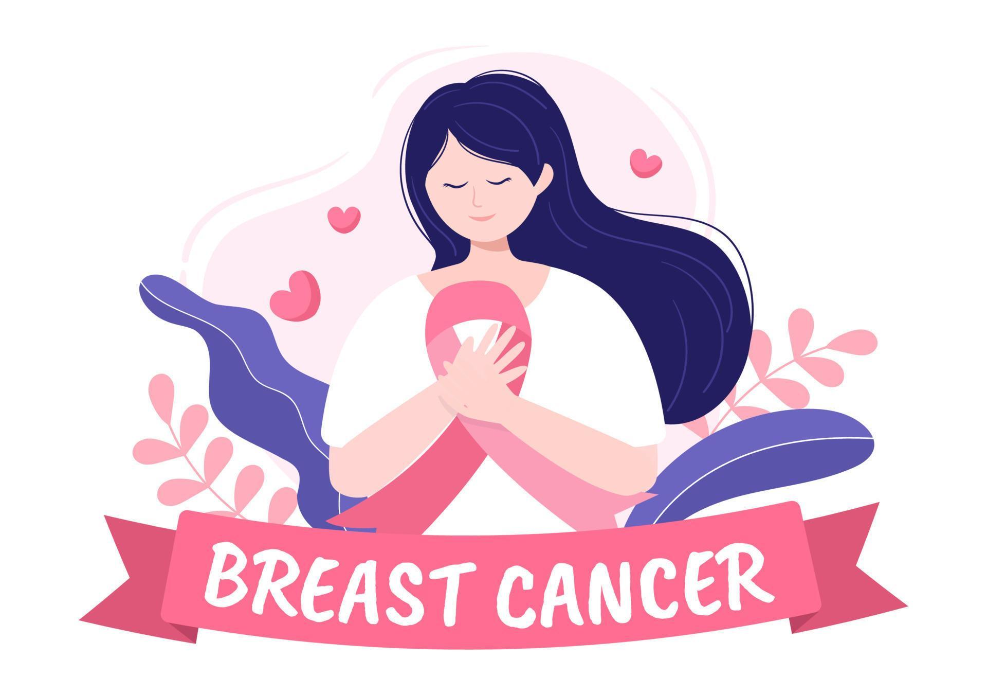 Breast Cancer Awareness Month Background Cartoon Illustration With