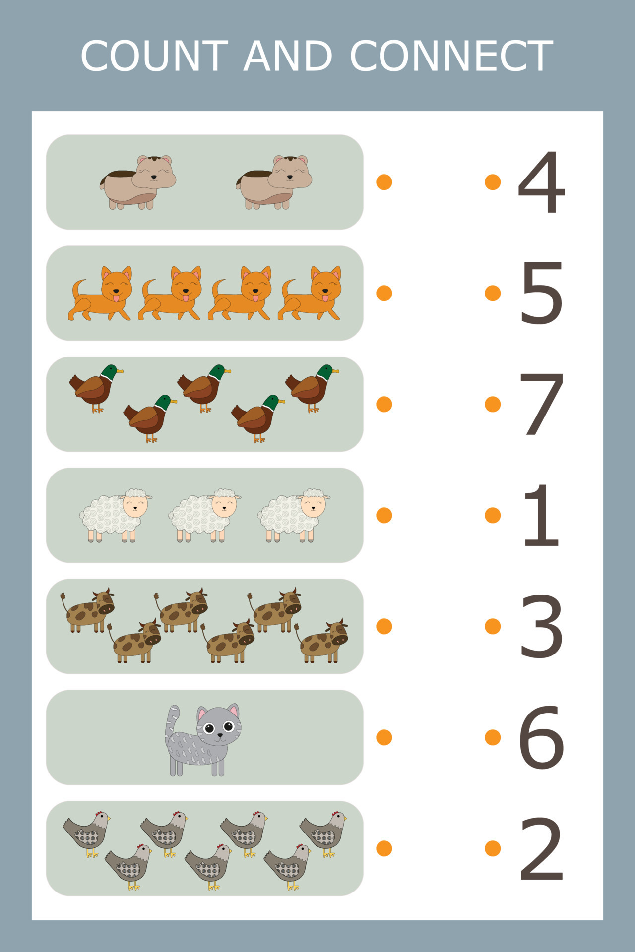Count and connect the number of animals and the number 8653627 Vector ...