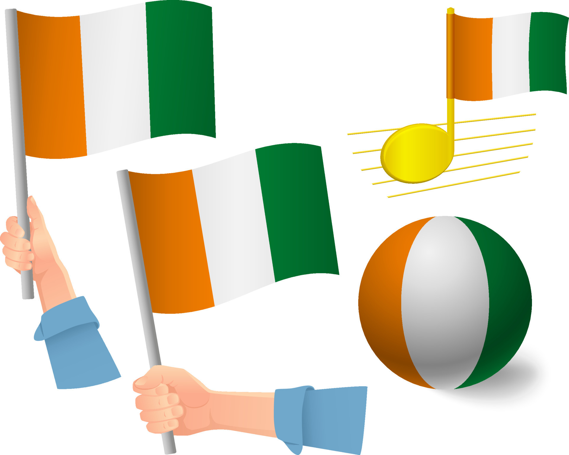 Cote Divoire Ivory Coast Flag Icon Set 8656343 Vector Art At Vecteezy