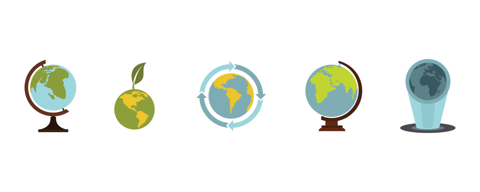 Earth globe icon set, flat style 8658164 Vector Art at Vecteezy
