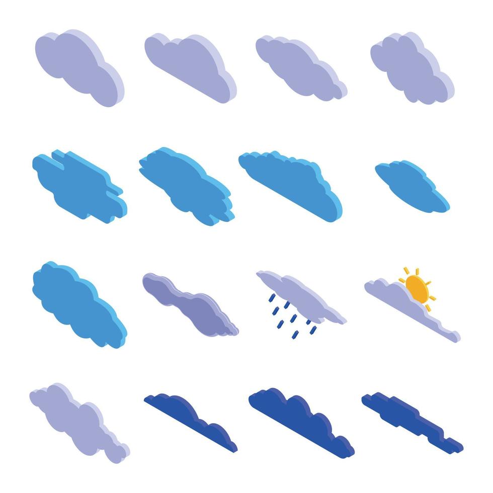 Cloud icons set, isometric style 8658311 Vector Art at Vecteezy
