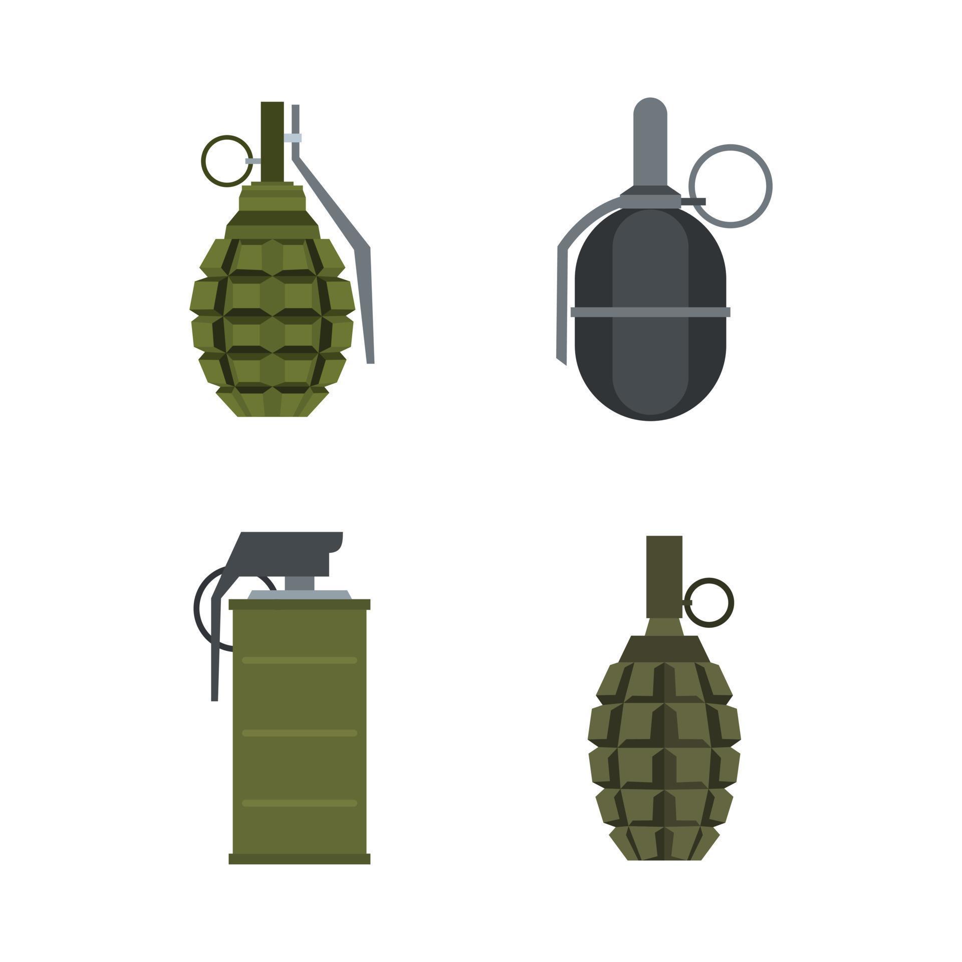 Grenade icon set, flat style 8658530 Vector Art at Vecteezy