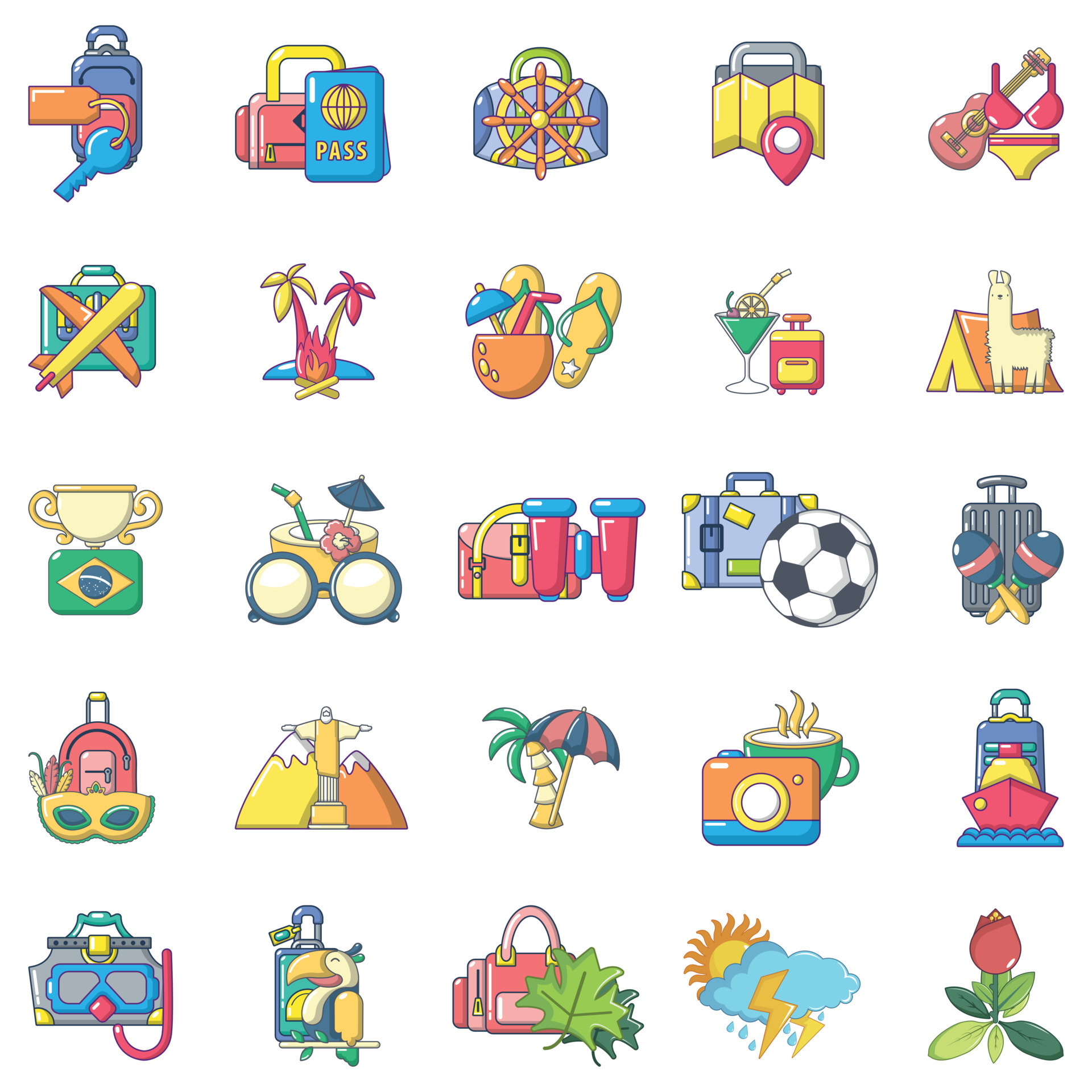 Brazil trip icons set, cartoon style 8658579 Vector Art at Vecteezy