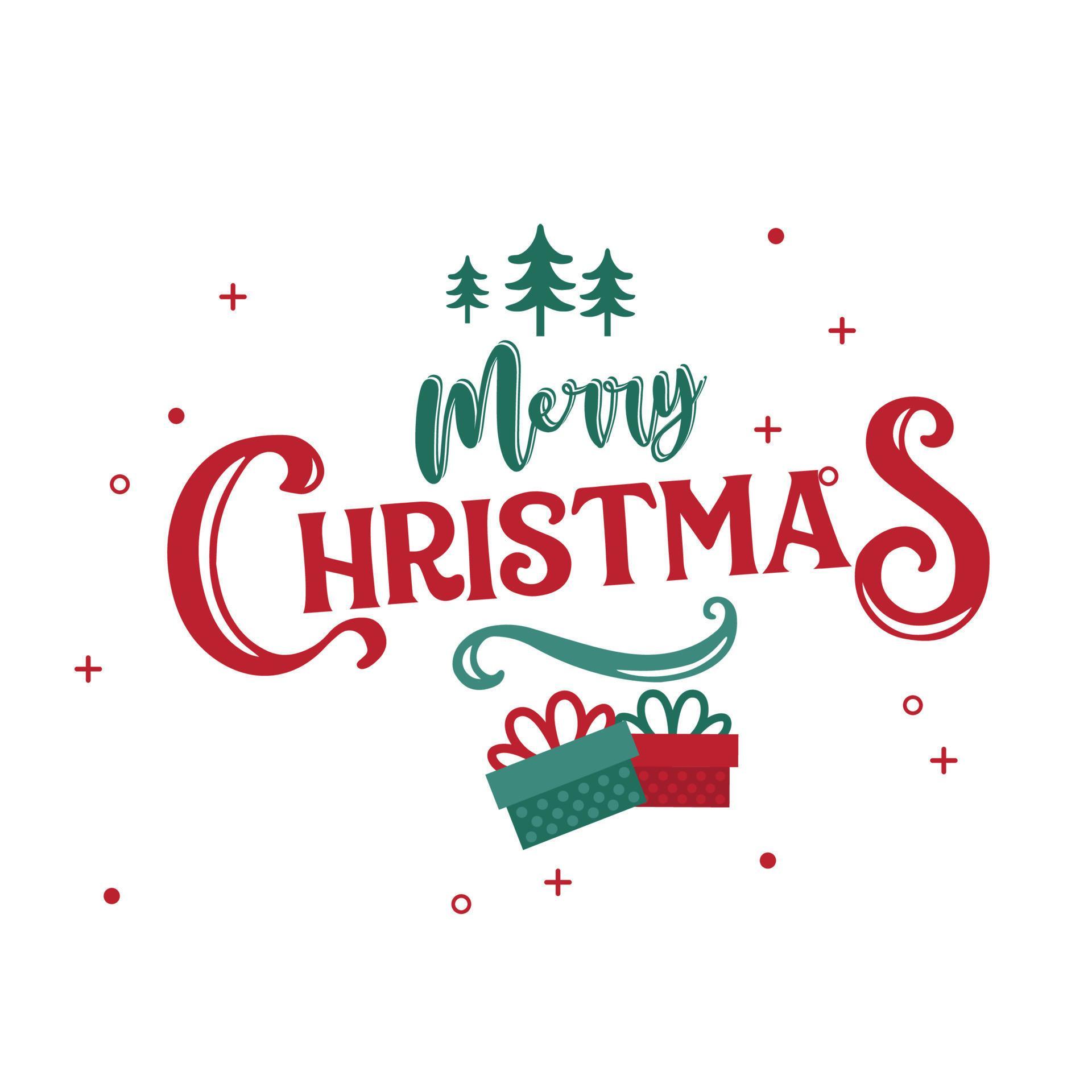 Merry Christmas Vector Text Calligraphic Lettering Design Card Template
