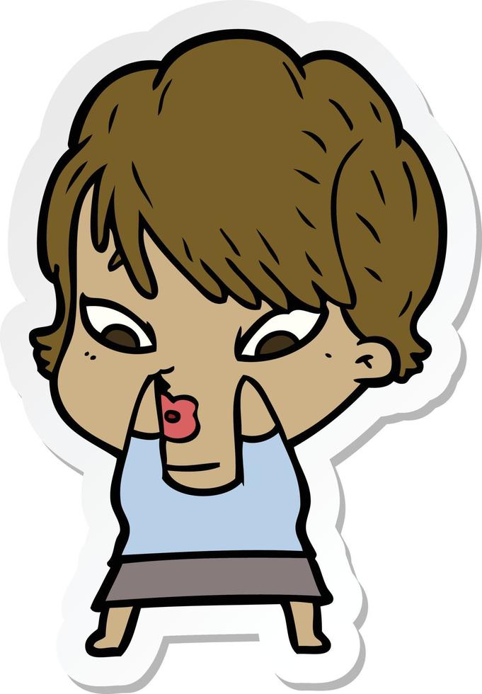 sticker of a cartoon woman 8666239 Vector Art at Vecteezy