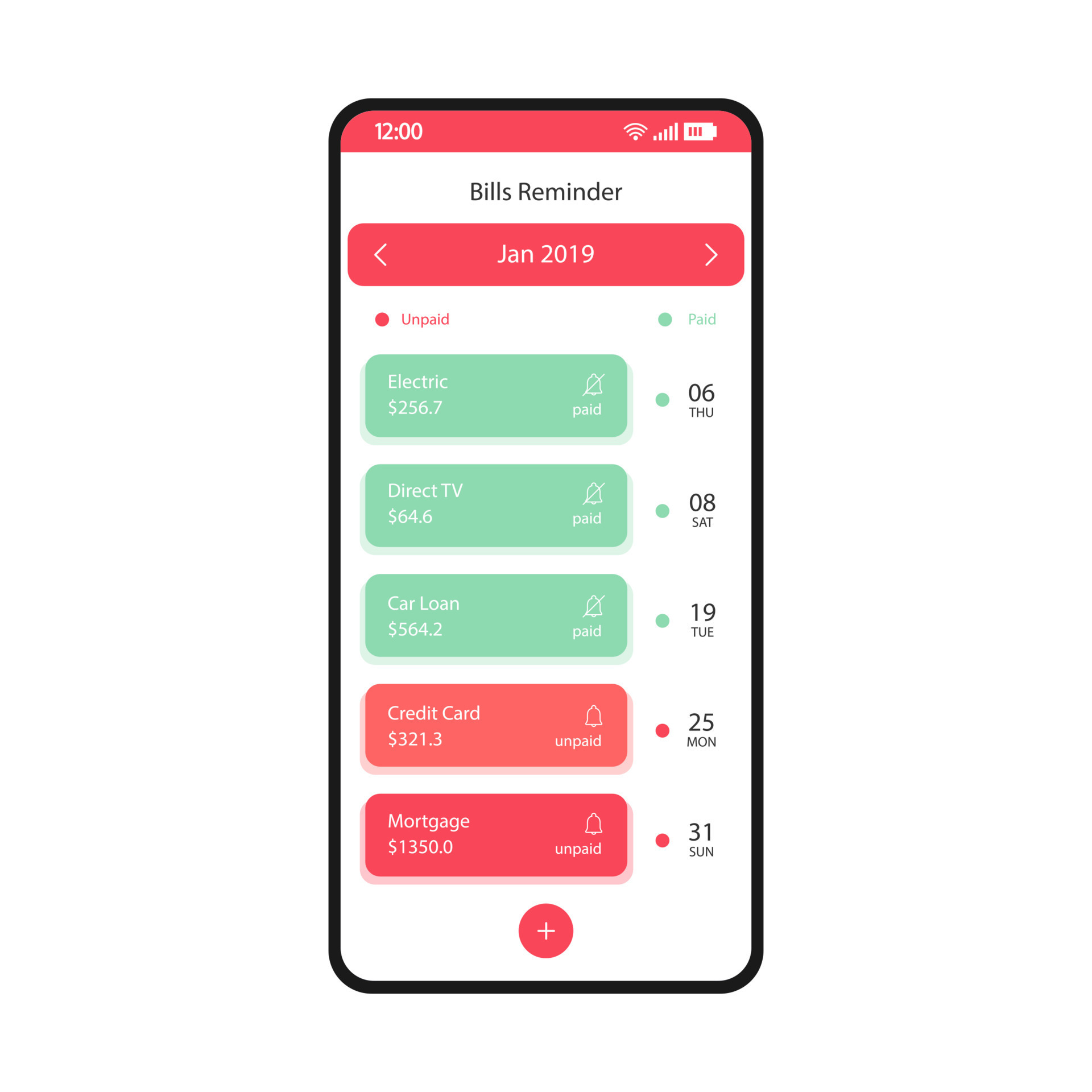 Bills reminder app smartphone interface vector template. Finance ... Bills reminder app smartphone interface vector template. Finance ...