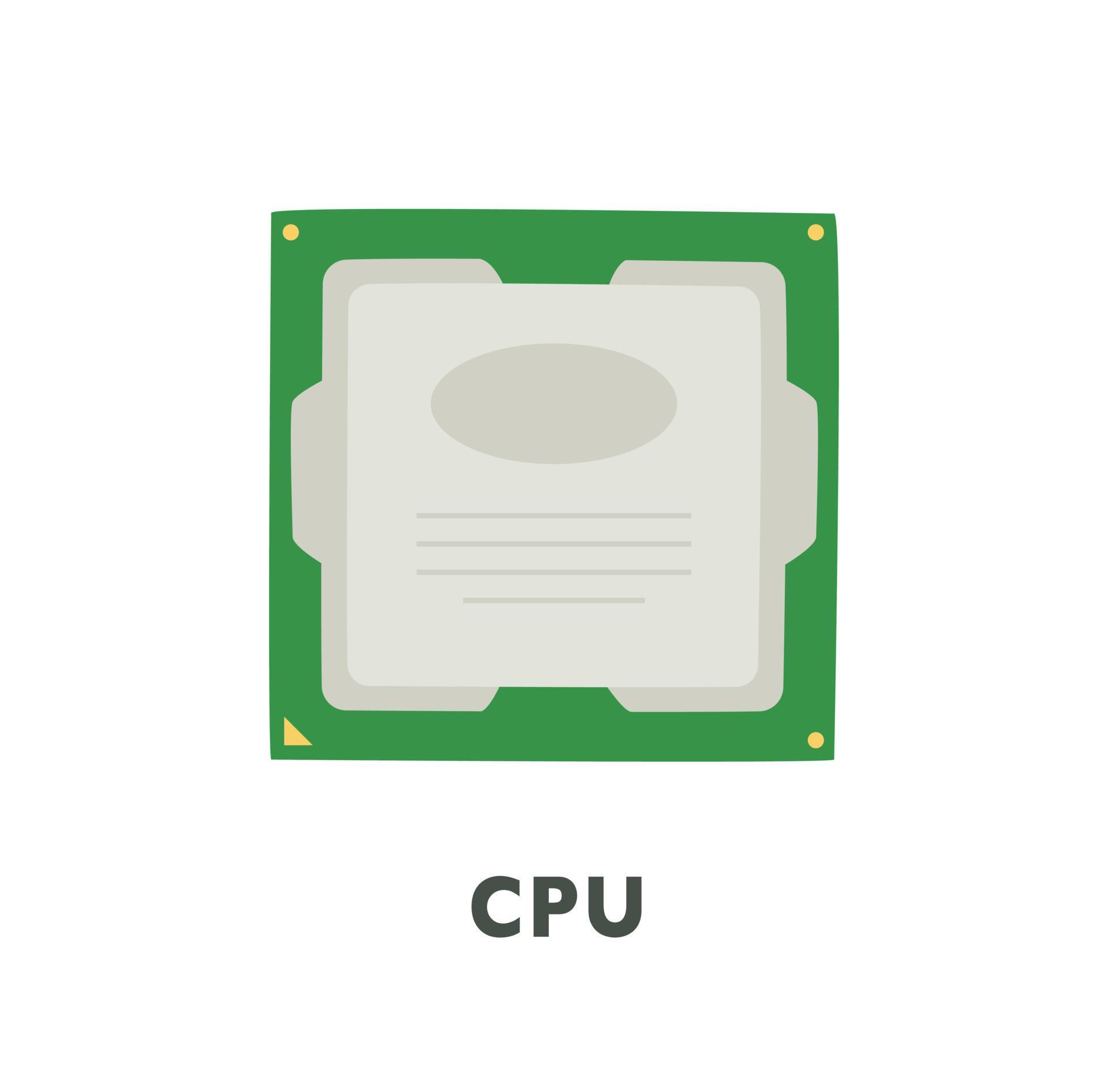 computer parts. CPU central processing unit. flat design style vector ...