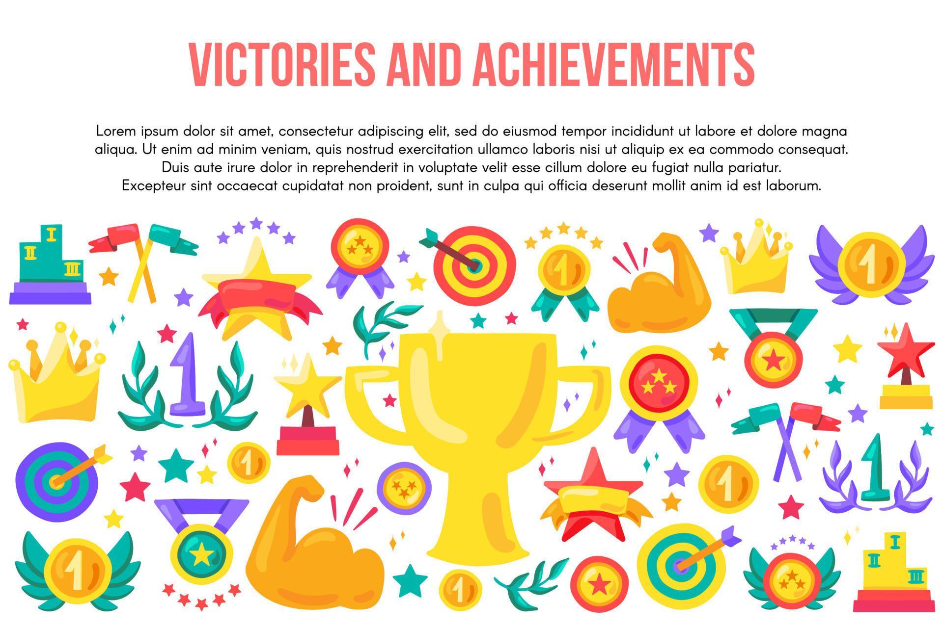Victories and achievements flat banner template 8673916 Vector Art at ...