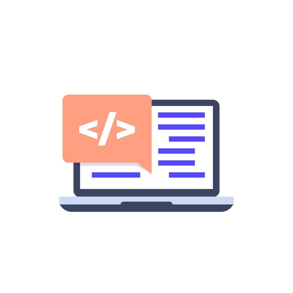 coding icon with a laptop 8681085 Vector Art at Vecteezy