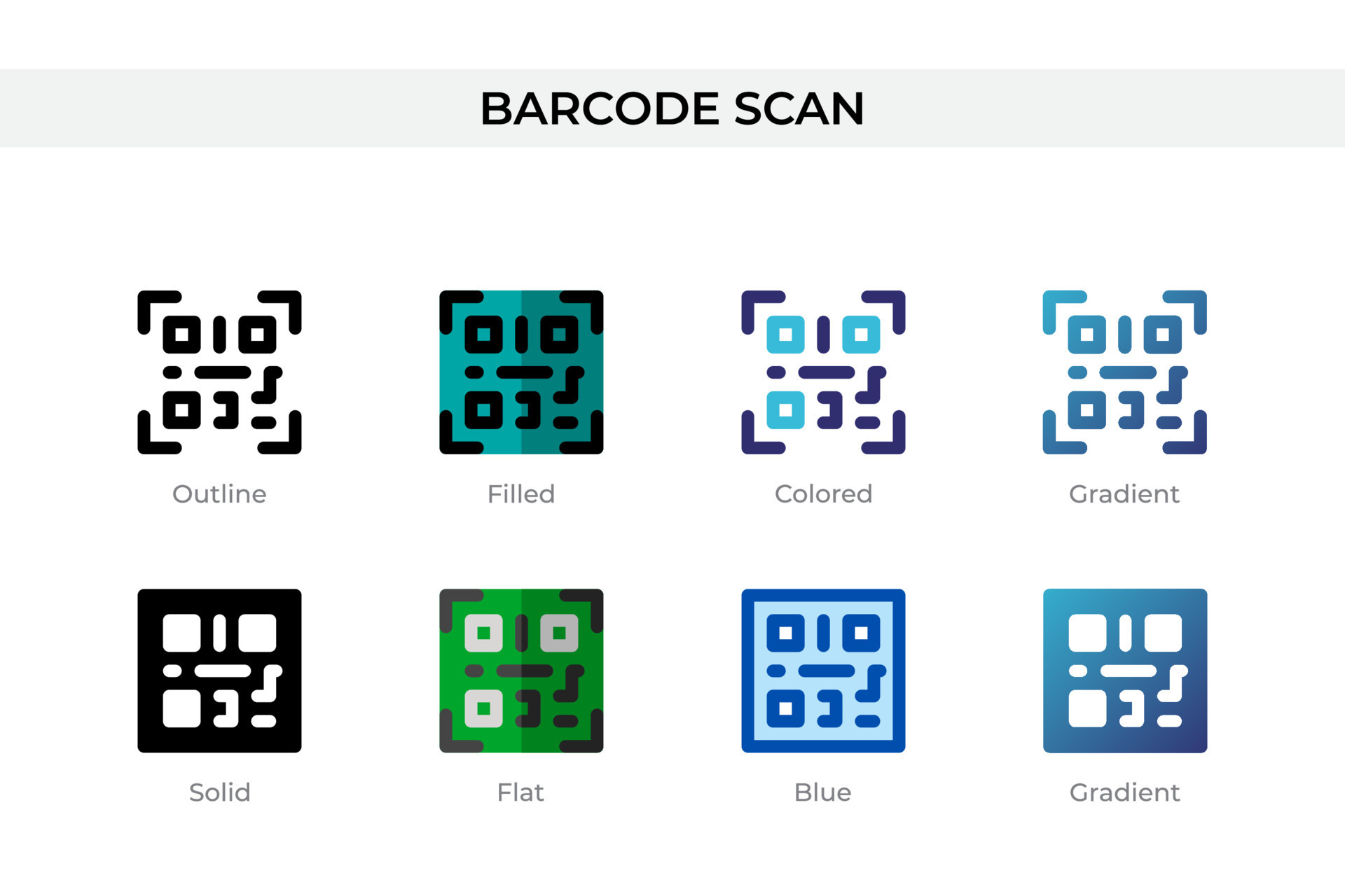 Barcode Scan icon in different style. Barcode Scan vector icons ...