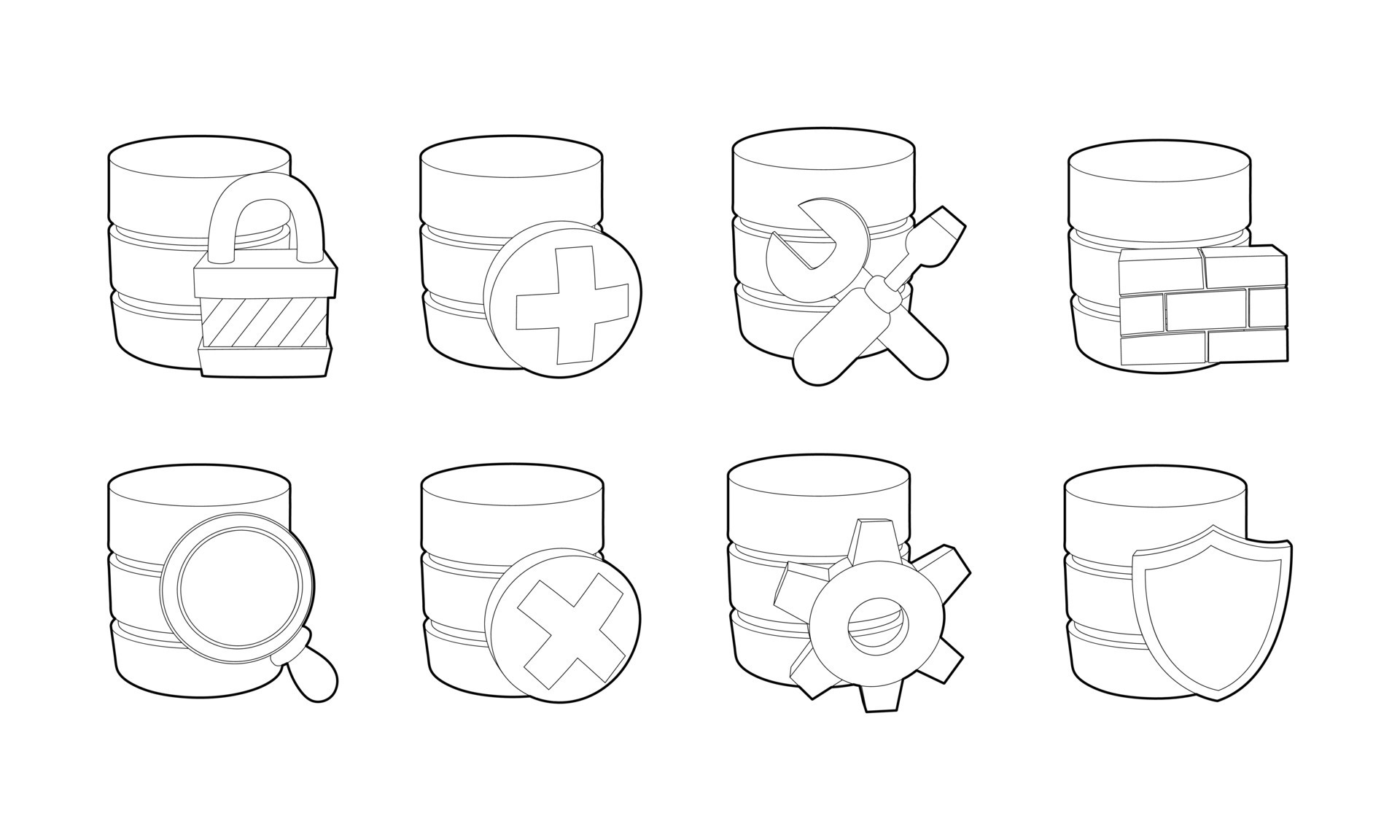 Server Icon Set Outline Style 8700342 Vector Art At Vecteezy
