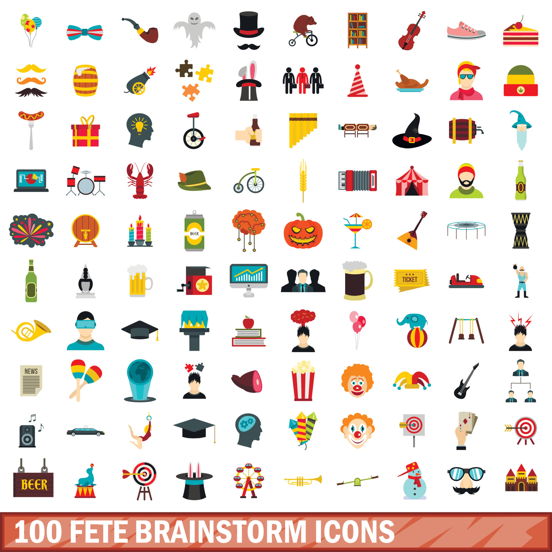 100 fete brainstorm icons set, flat style 8700816 Vector Art at Vecteezy 100 fete brainstorm icons set, flat style 8700816 Vector Art at Vecteezy
