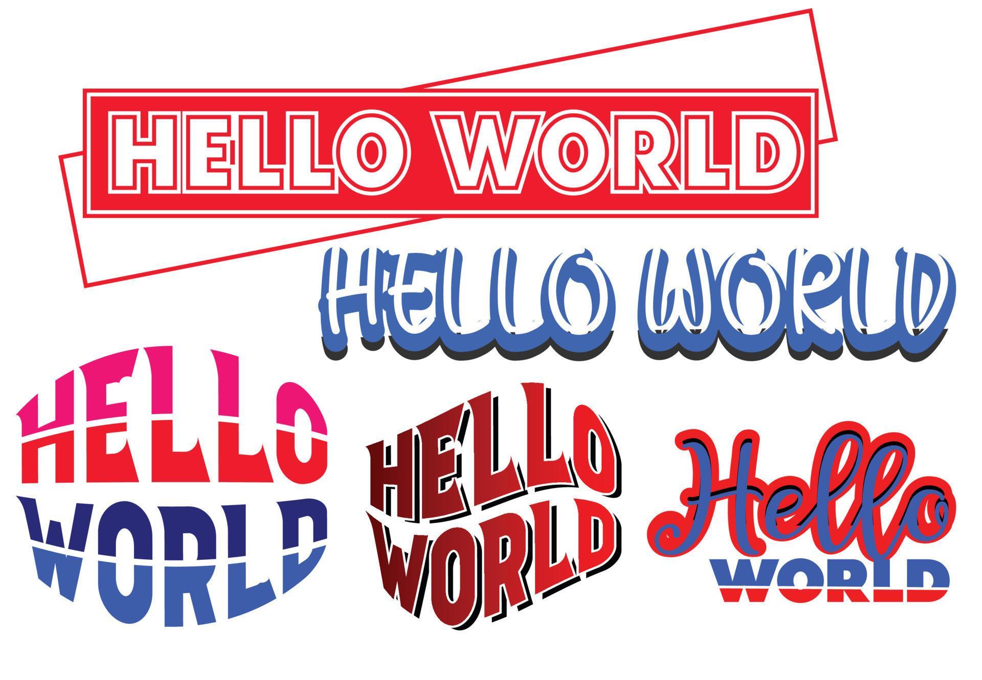 Hello world t shirts, logo and sticker design template 8713390 Vector ...