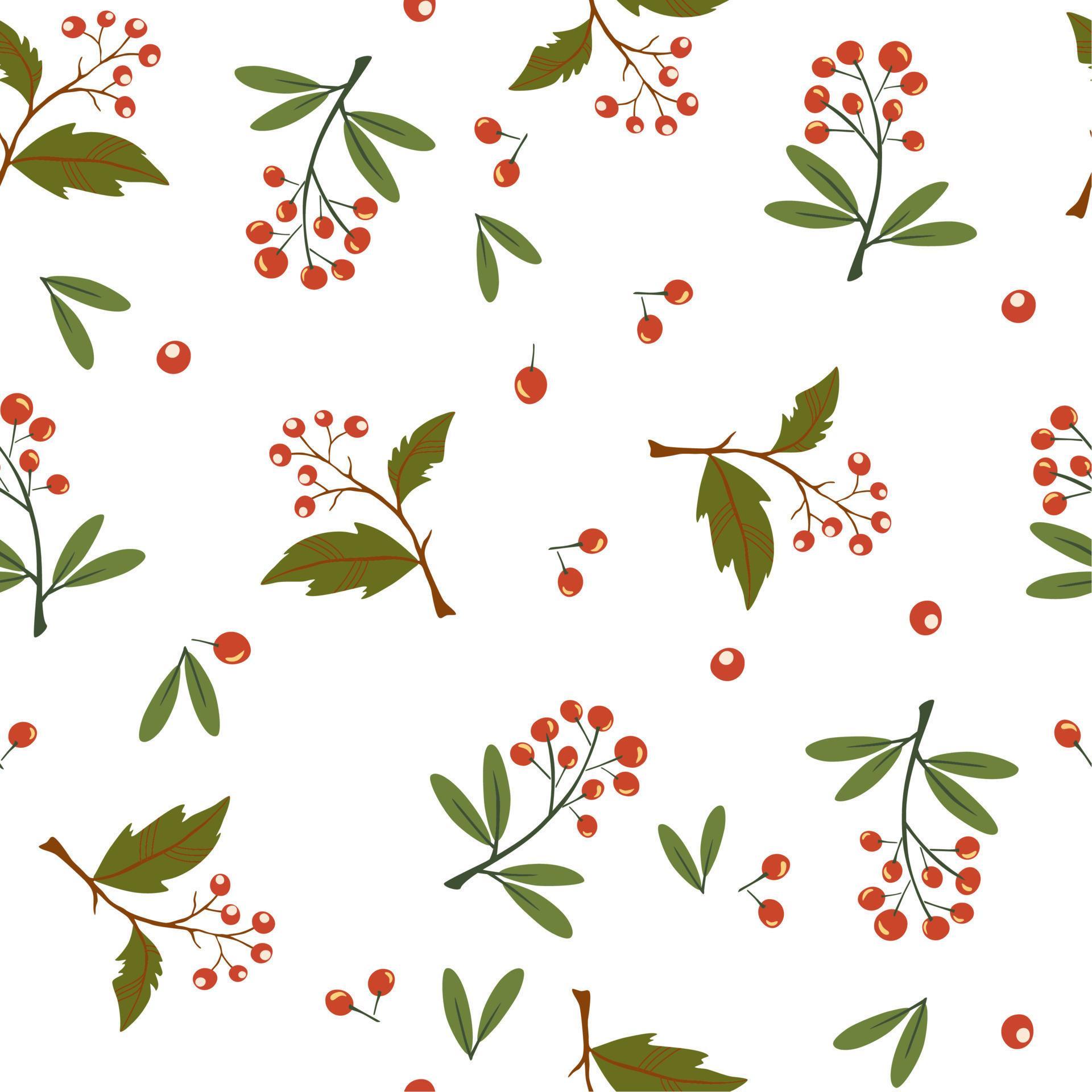 Berries seamless pattern. Autumn Background with rowan and rosehip ...