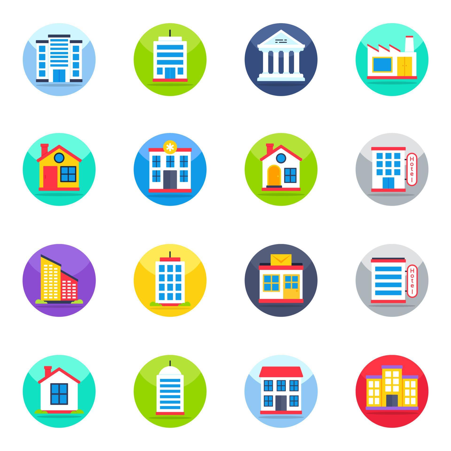 Pack of Architecture Flat Icons 8714617 Vector Art at Vecteezy