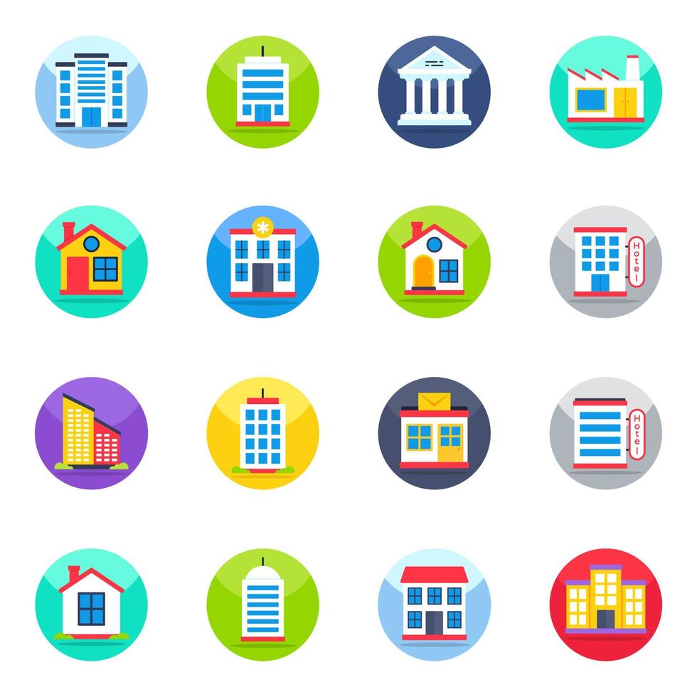 Pack of Architecture Flat Icons 8714617 Vector Art at Vecteezy