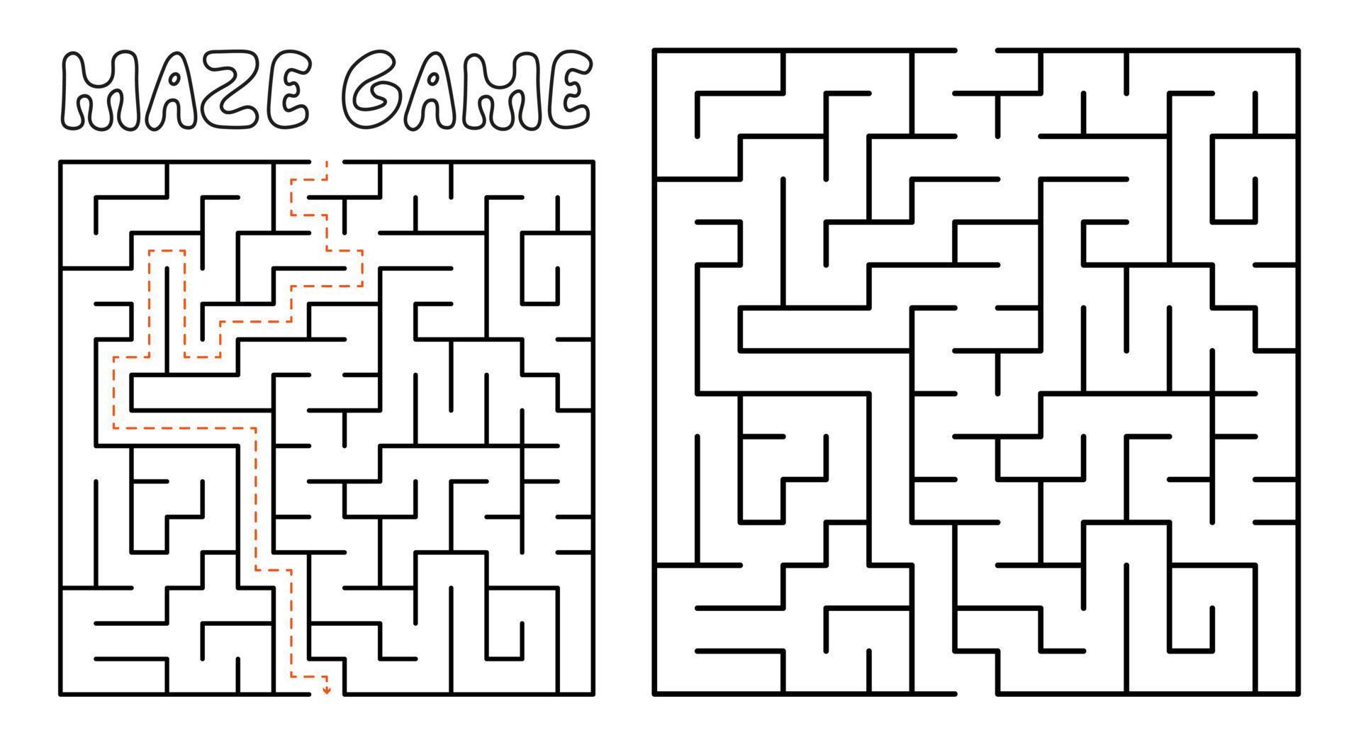 Maze game for kids. Complex Maze puzzle with solution 8717574 Vector ...
