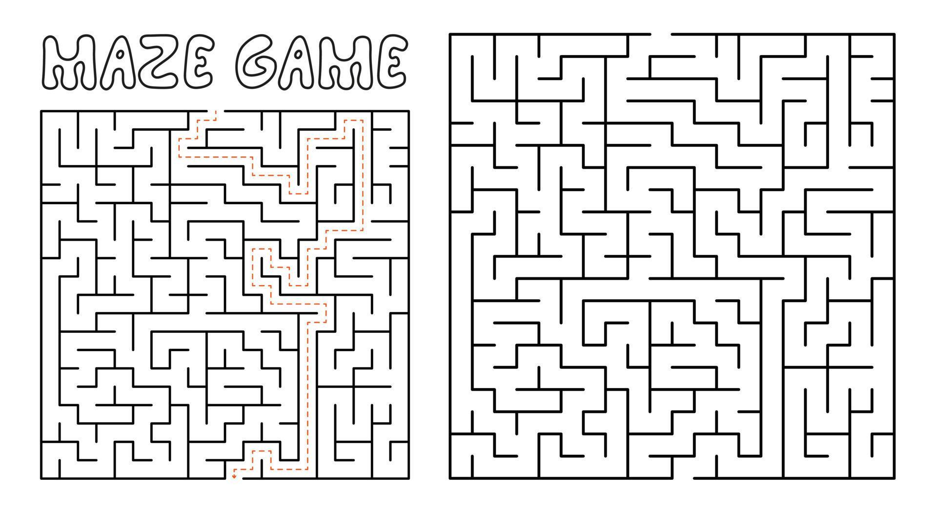 Maze Game For Kids. Complex Maze Puzzle With Solution 8717723 Vector