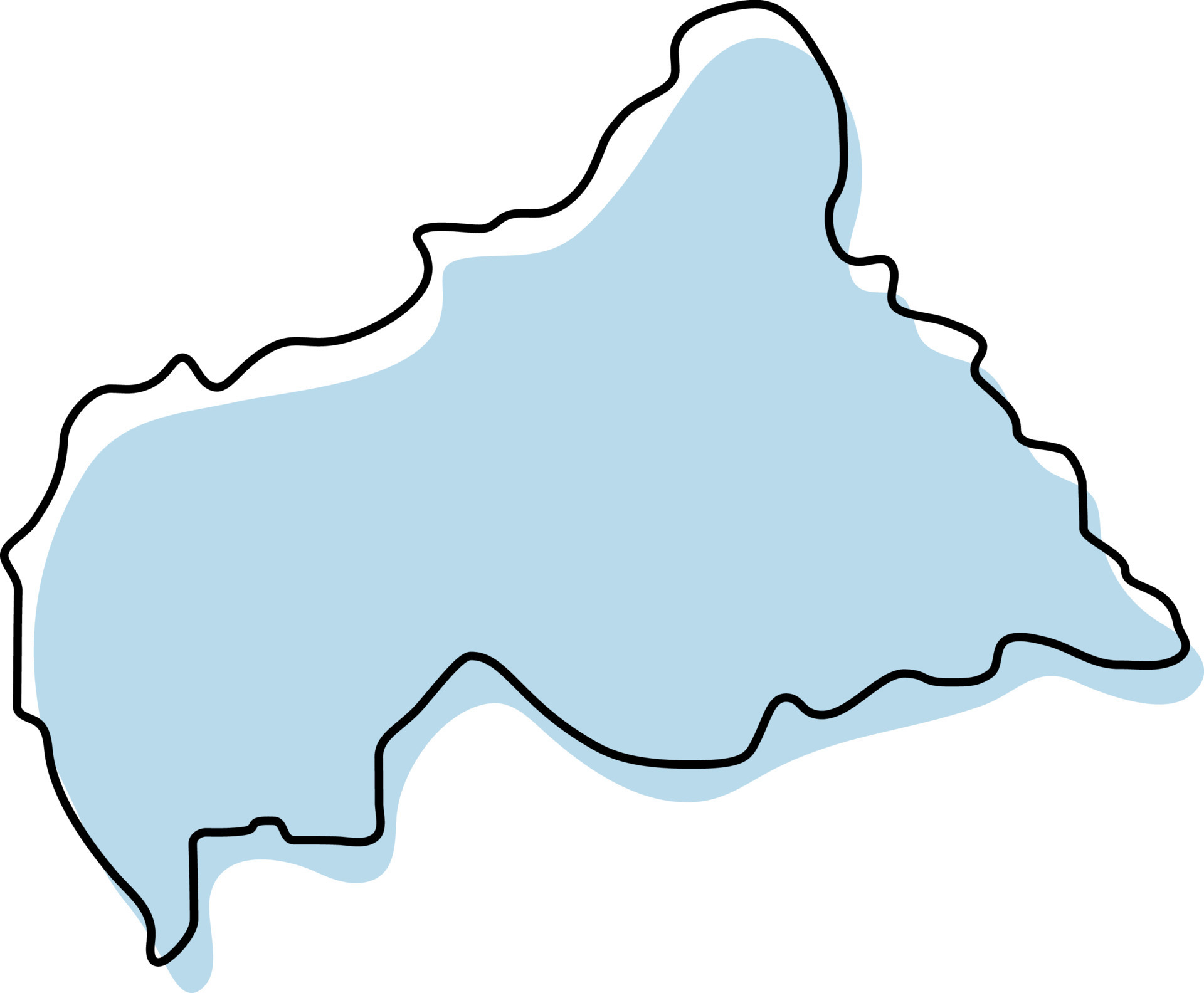 Stylized simple outline map of Central African Republic icon. Blue ...