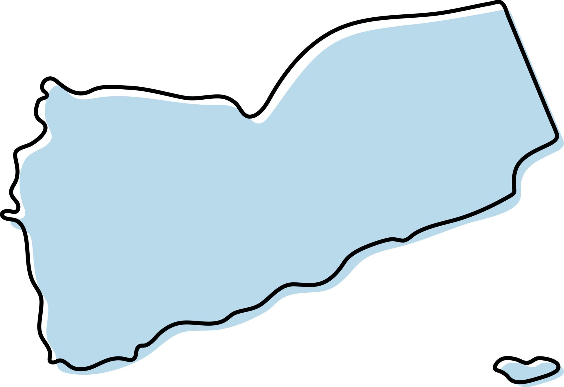Stylized Simple Outline Map Of Yemen Icon Blue Sketch Map Of Yemen