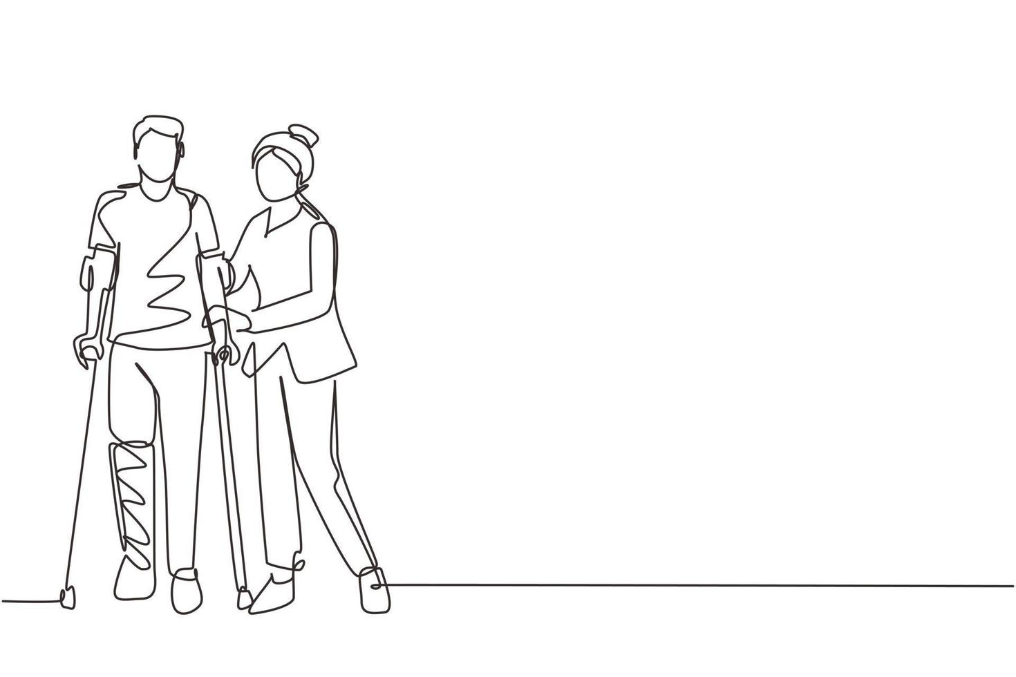 centro de rehabilitación de dibujo de una sola línea. paciente joven ... centro de rehabilitación de dibujo de una sola línea. paciente joven ...