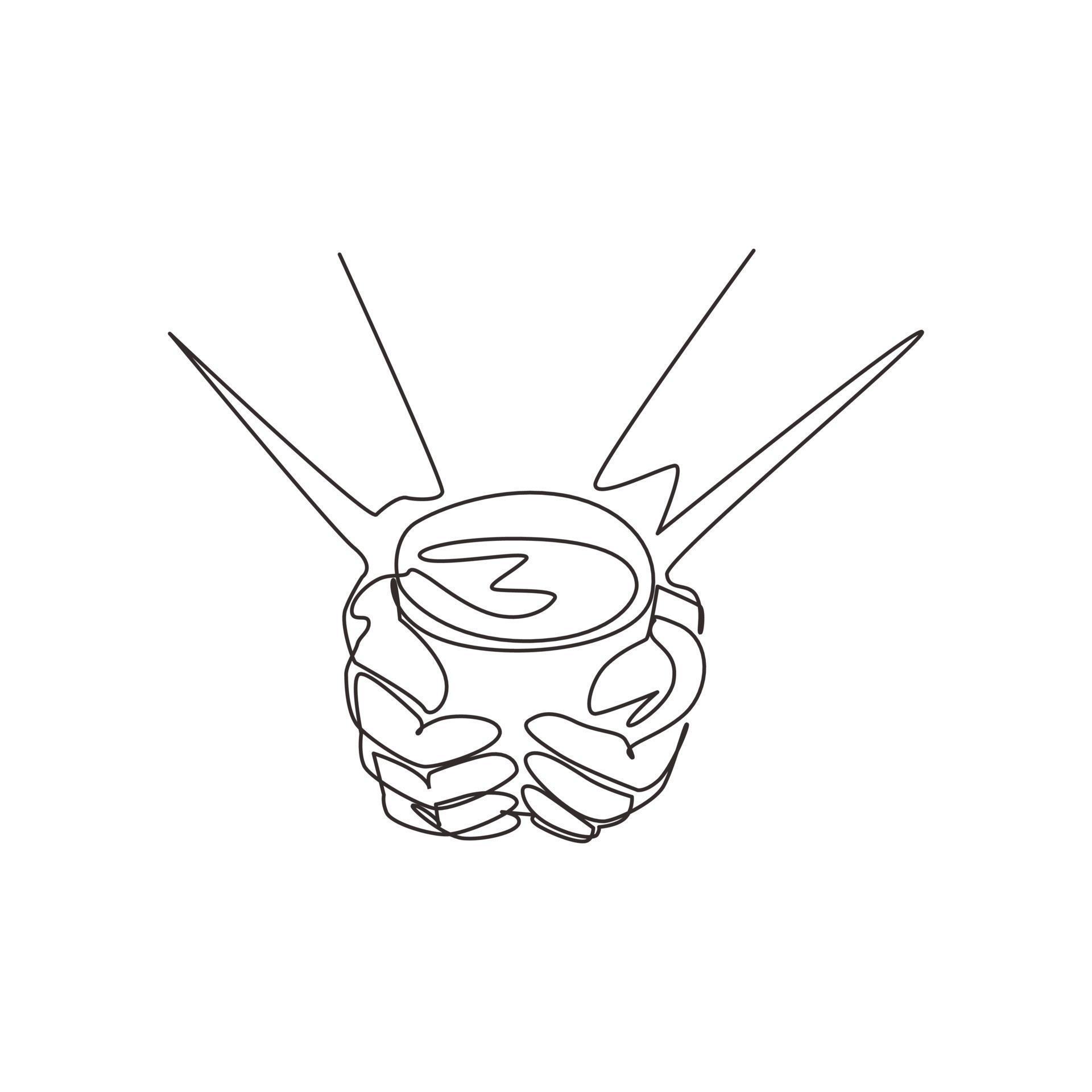 Single Continuous Line Drawing Hands Holding A Red Cup Of Hot Tea Or