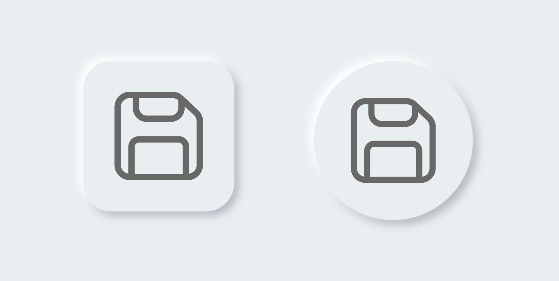 Disk Line Icon In Neomorphic Design Style Floppy Disk Vector Sign For