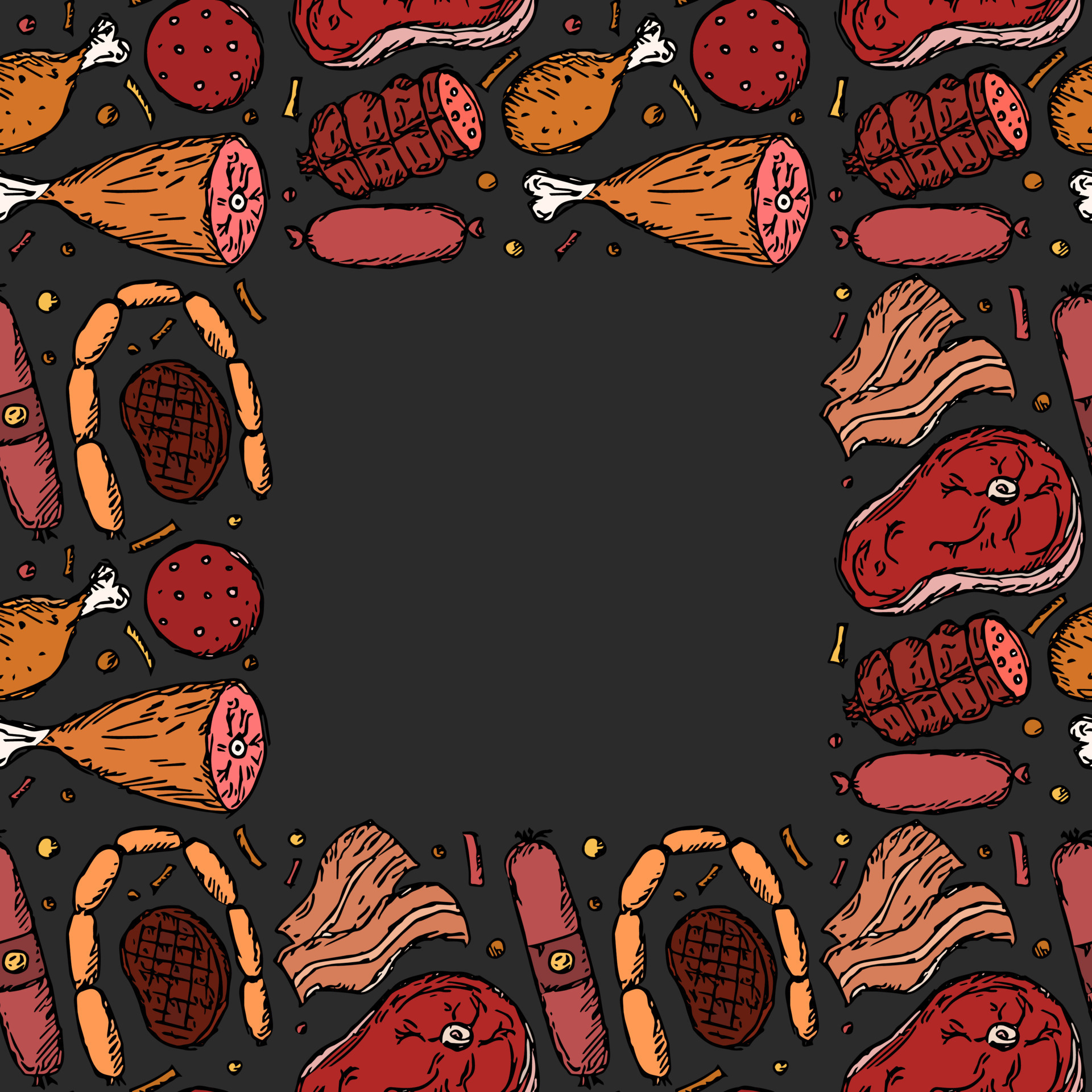 Seamless Meat Pattern With Place For Text Colored Meat Background