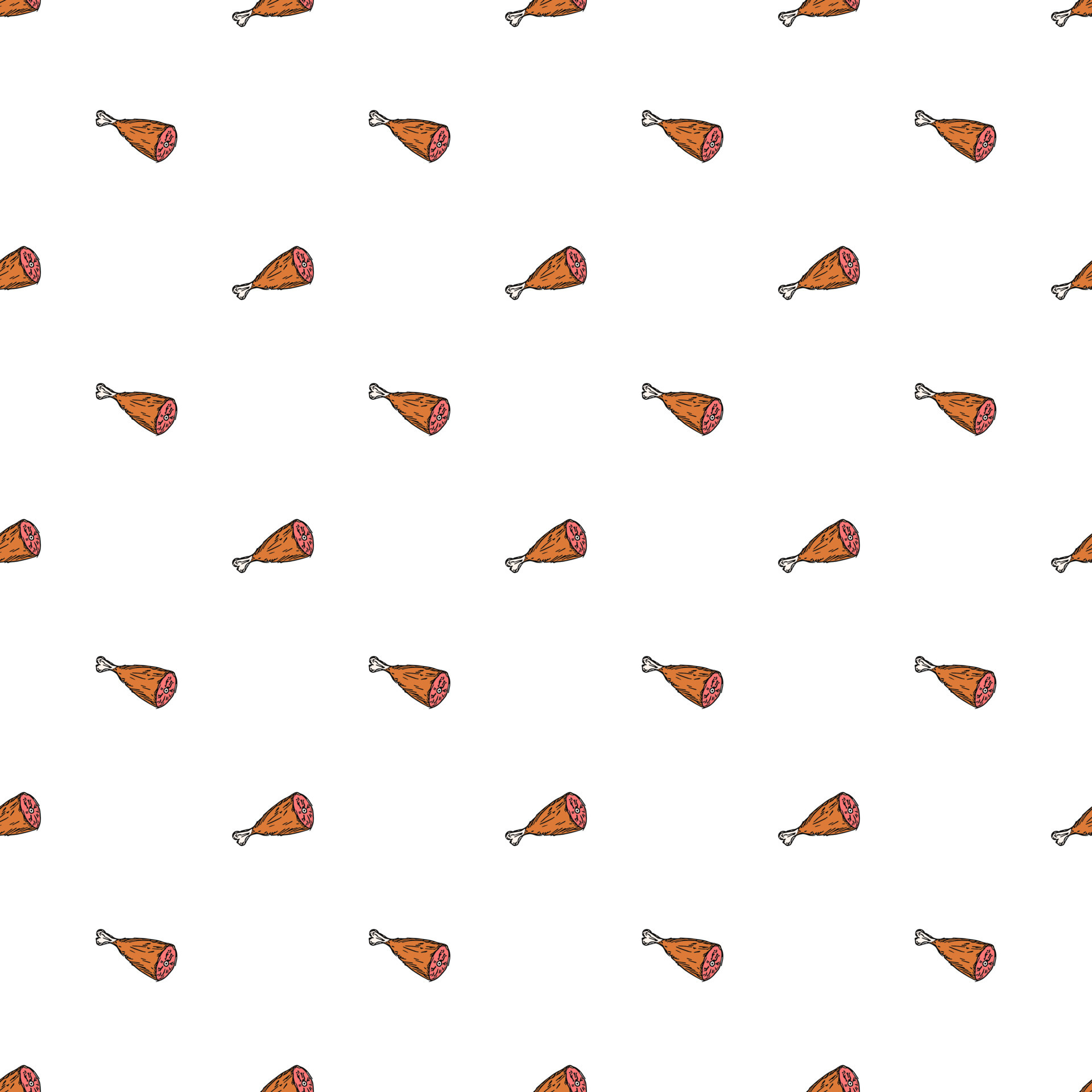 Seamless Meat Pattern Vector Doodle Illustration With Meat Icon