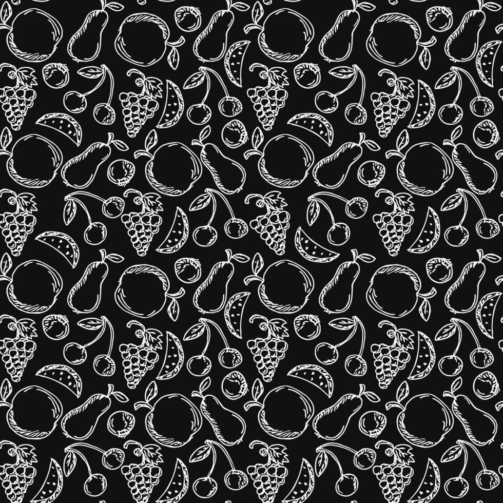 Seamless Fruit Pattern Apple And Pear Background Doodle Vector