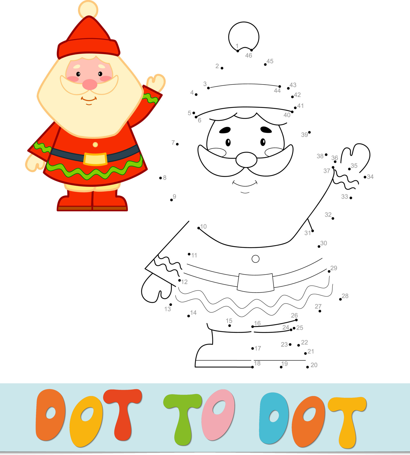 Dot to dot Christmas puzzle. Connect dots game. Santa claus vector ...