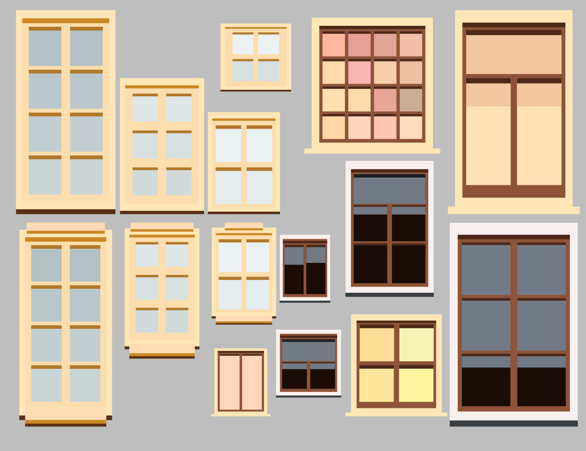 Set of house windows vector, collection design constructor elements ...