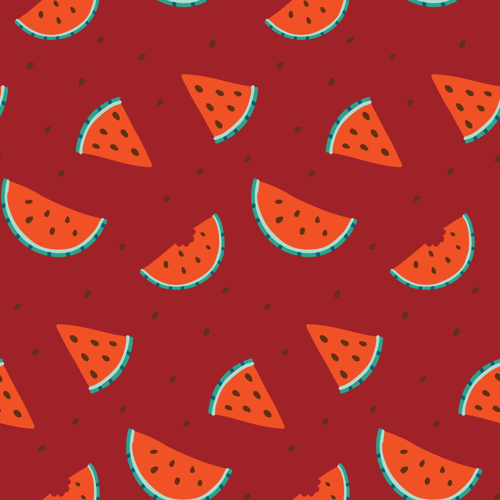 Summer watermelon seamless background pattern with sliced watermelon ...