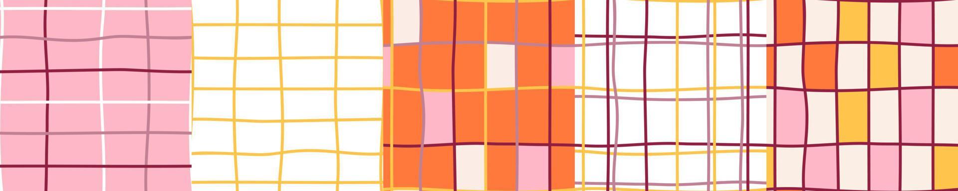 Set of crossed lines grid seamless pattern. Hand drawn plaid endless ... Set of crossed lines grid seamless pattern. Hand drawn plaid endless ...