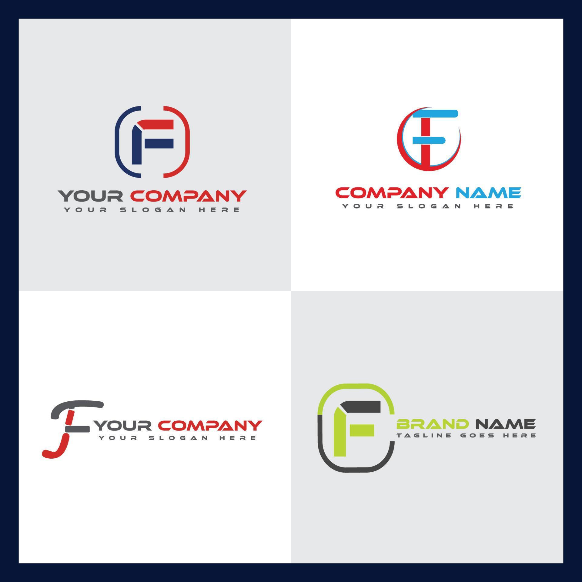 Abstract Icon Alphabet F Letter Logo Design Set , Company Identity Icon ...