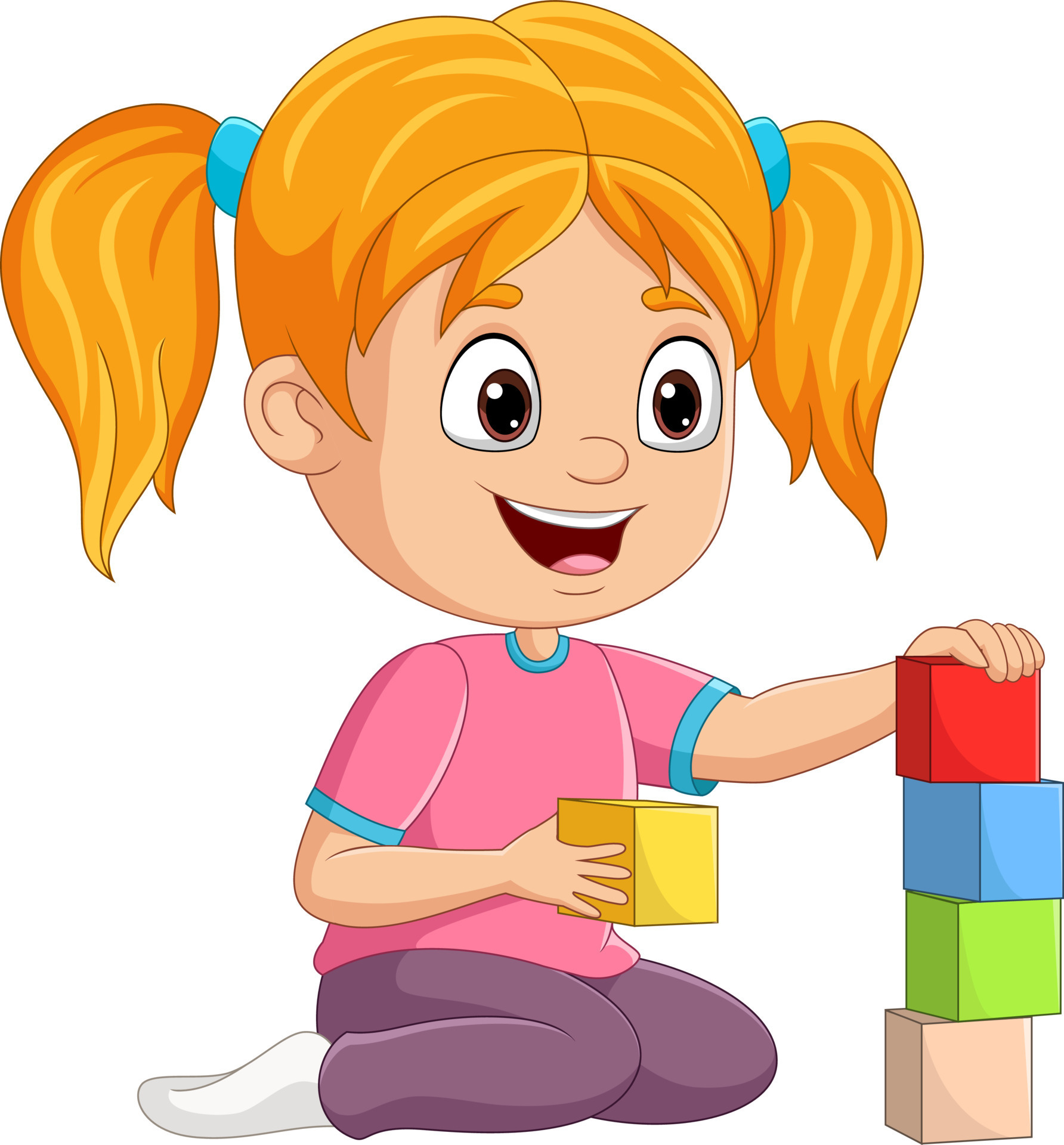 niña de dibujos animados jugando con bloques de construcción 8733752 ... niña de dibujos animados jugando con bloques de construcción 8733752 ...