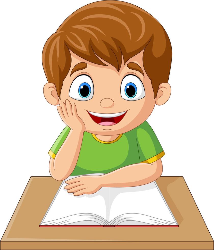 niño pequeño de dibujos animados estudiando en el escritorio 8734934 ... niño pequeño de dibujos animados estudiando en el escritorio 8734934 ...