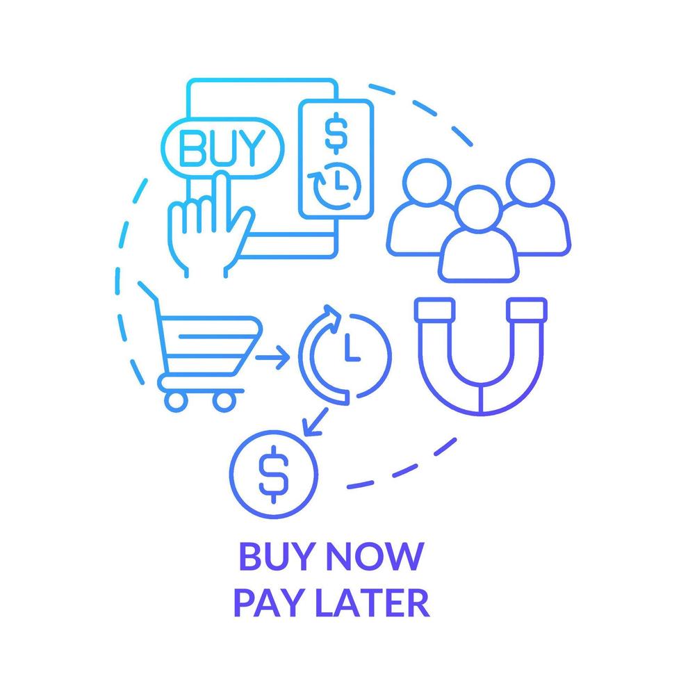 Buy now pay later blue gradient concept icon. Credit for consumers ... Buy now pay later blue gradient concept icon. Credit for consumers ...