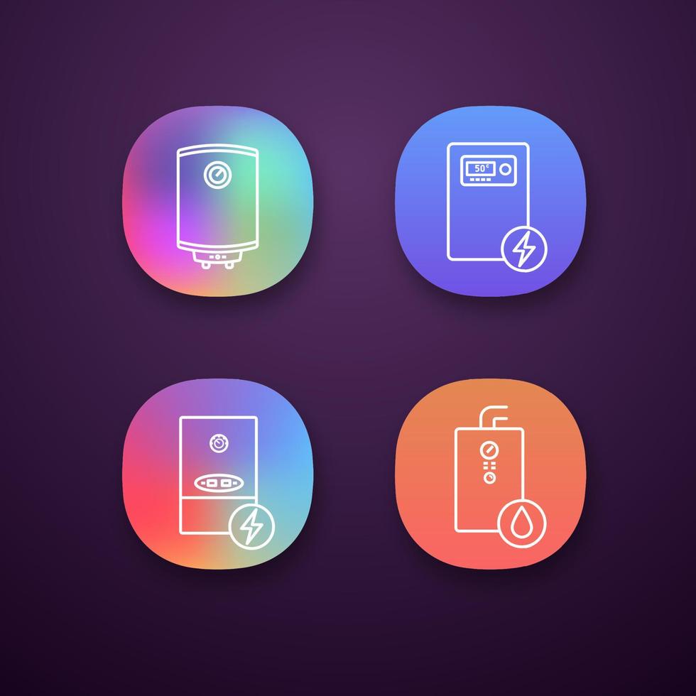 Heating App Icons Set Ui Ux User Interface Central Heating System