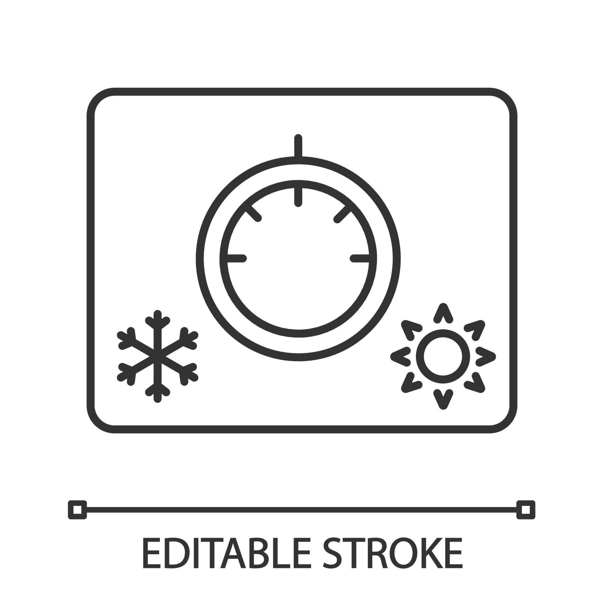 Climate Control Knob Linear Icon Car Temperature Regulation Thin Line Illustration Thermostat