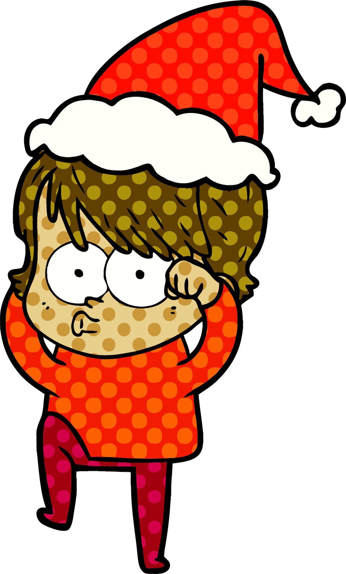 comic book style illustration of a woman wearing santa hat 8747215 ...