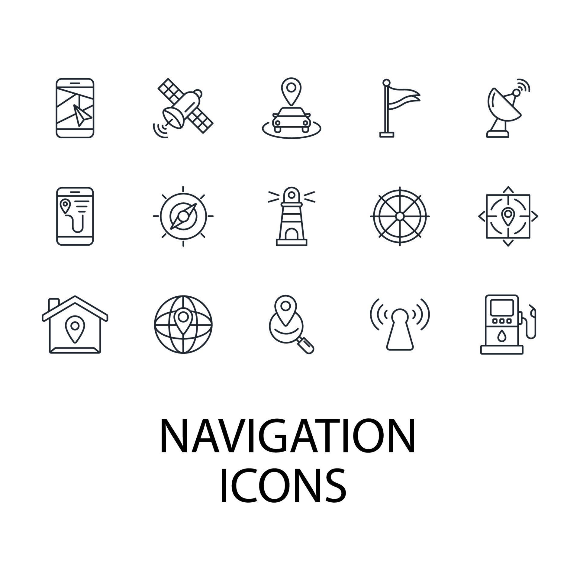 navigation icons set . navigation pack symbol vector elements for ...