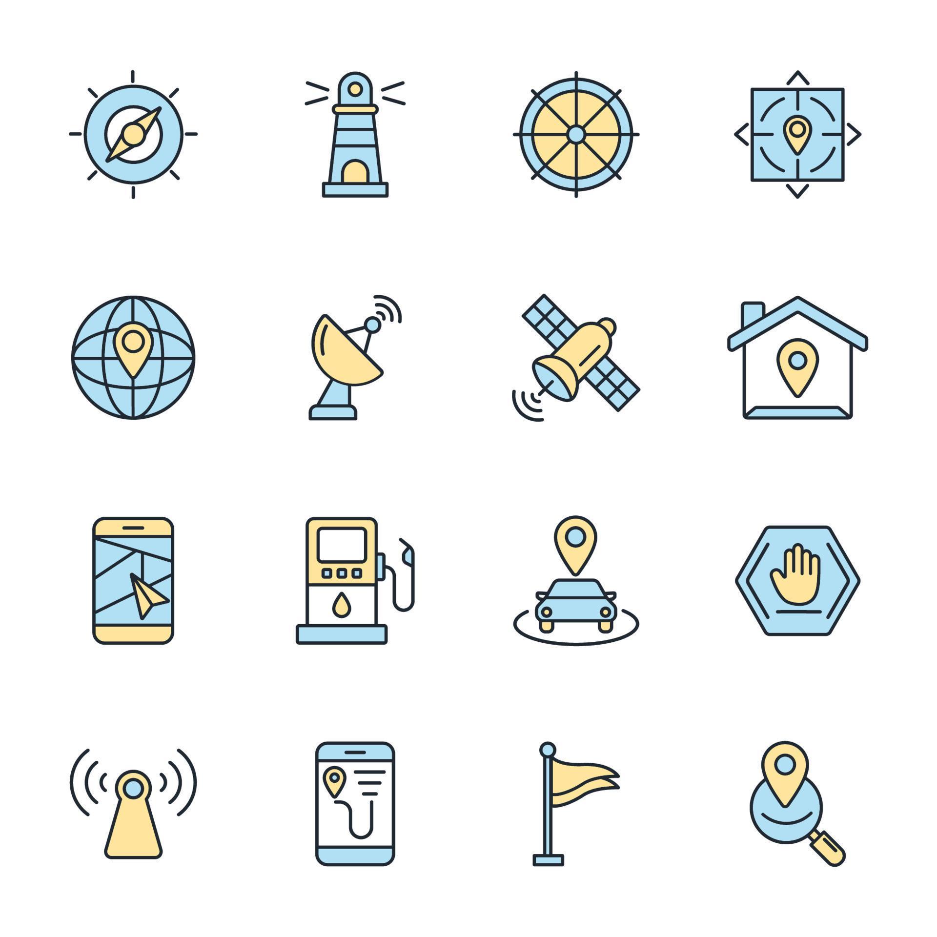 navigation icons set . navigation pack symbol vector elements for ...